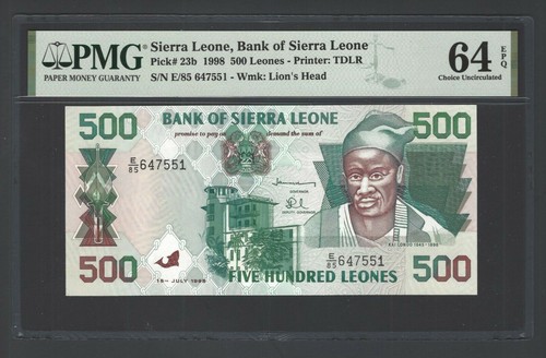 Sierra Leone 500 Leone 15-7-1998 P23b Uncirculated Graded 64 | eBay