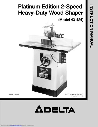 Delta Shaper 43-424 Instruction Manual | eBay