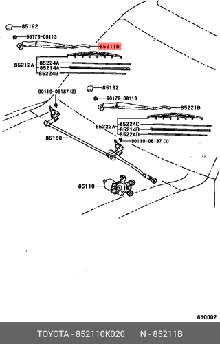 Genuine OE Wiper Arm, 852110K020 for Toyota 85211-0k020 | eBay