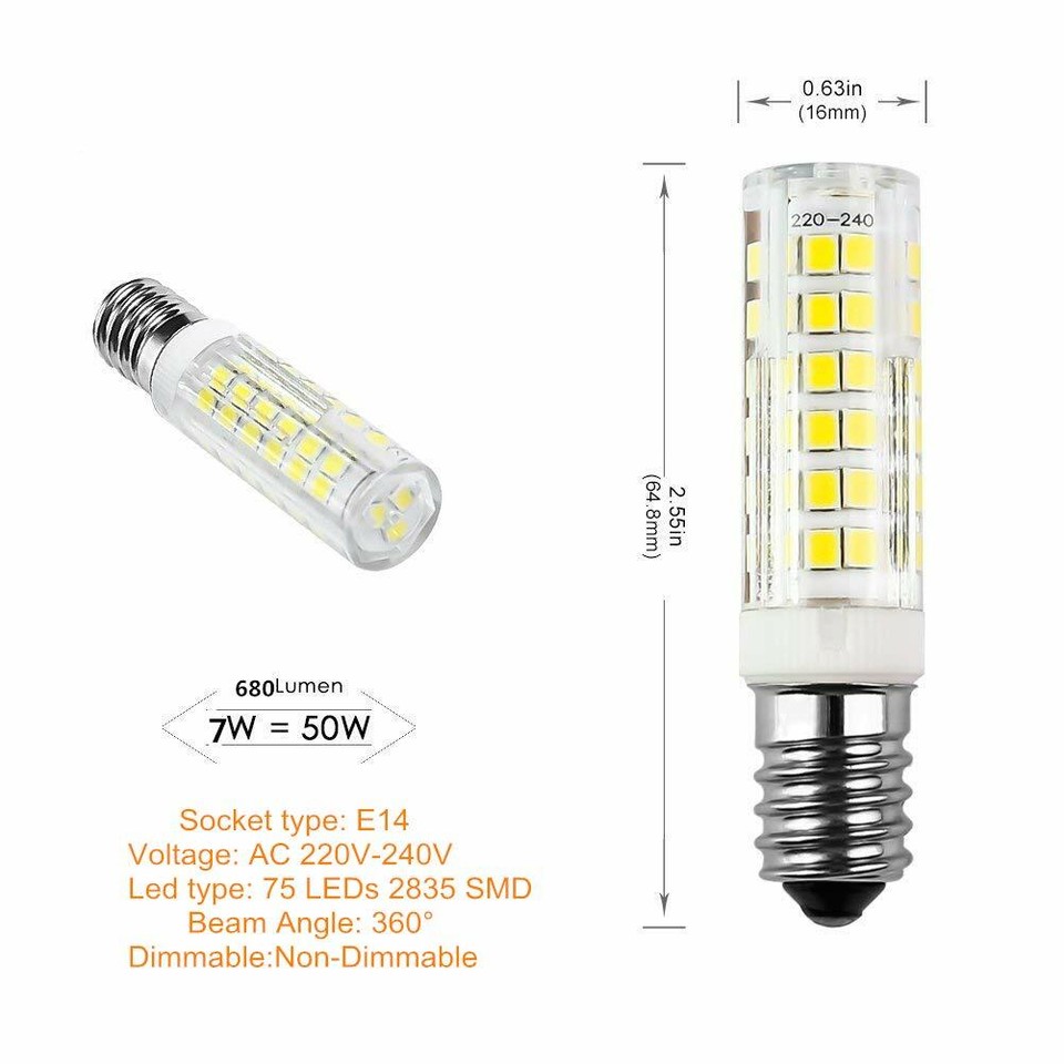 2x E14 7W LED Light Bulb Kitchen Range Hood Chimmey Fridge Cooker Warm ...