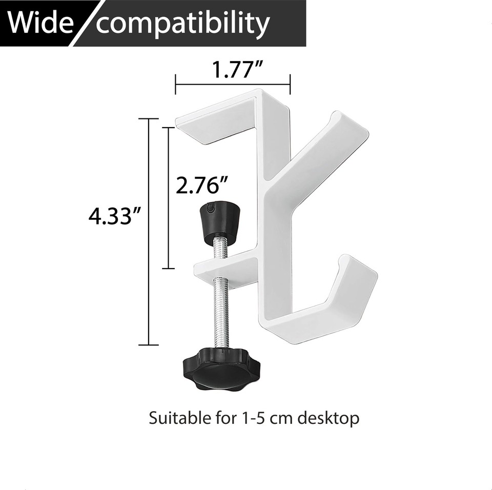 Ctgsas Adjustable Hook for L Shaped Gaming Desk, Under Gaming Desk with ...