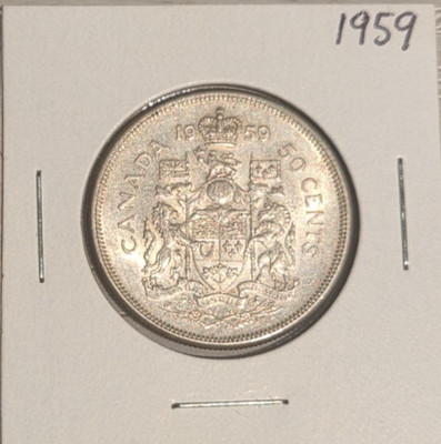 Canada 1959 50 Cent 50c Silver Half Dollar Coin 0.3 Oz ASW | eBay