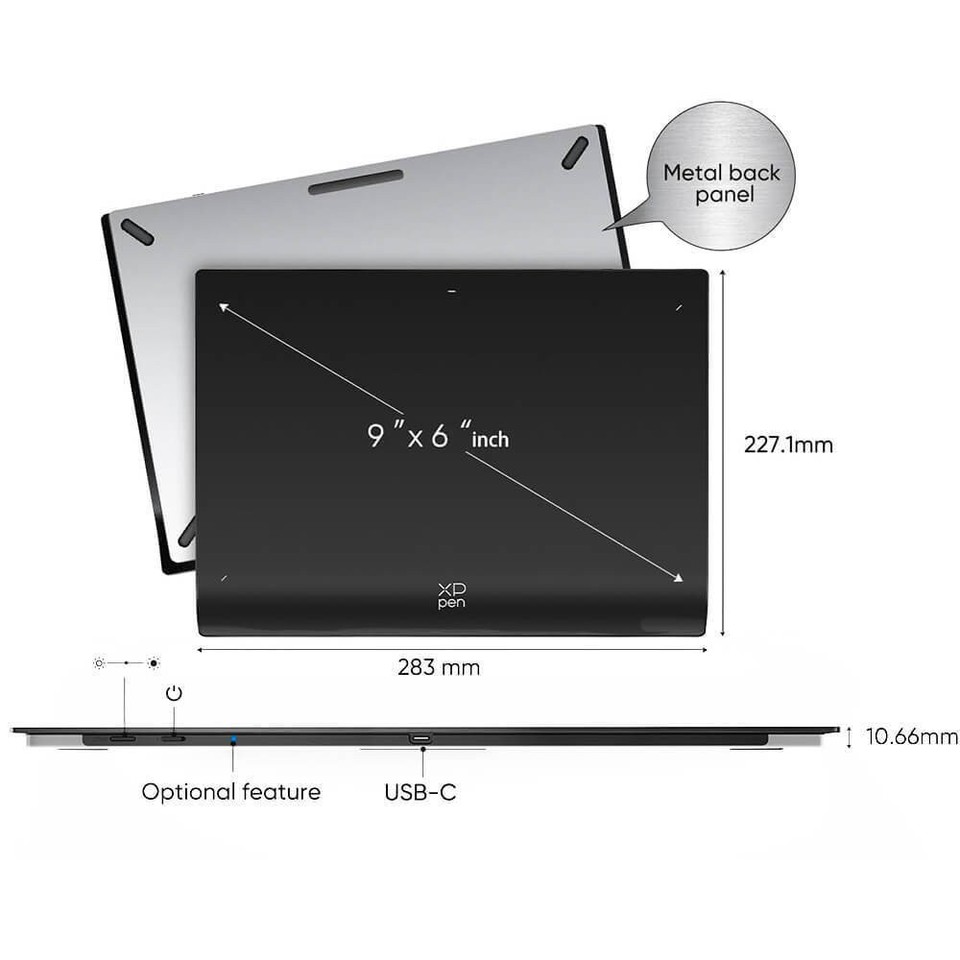 XPPen Deco Pro MW 2nd 9" Stylus & Key-dial for ArtBT Tablet w/ X3 Pro ...