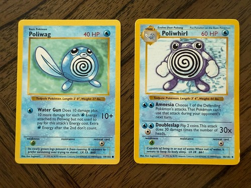 Shadowless Poliwag 59/102 & Poliwhirl 38/102 Base Set Vintage WOTC ...