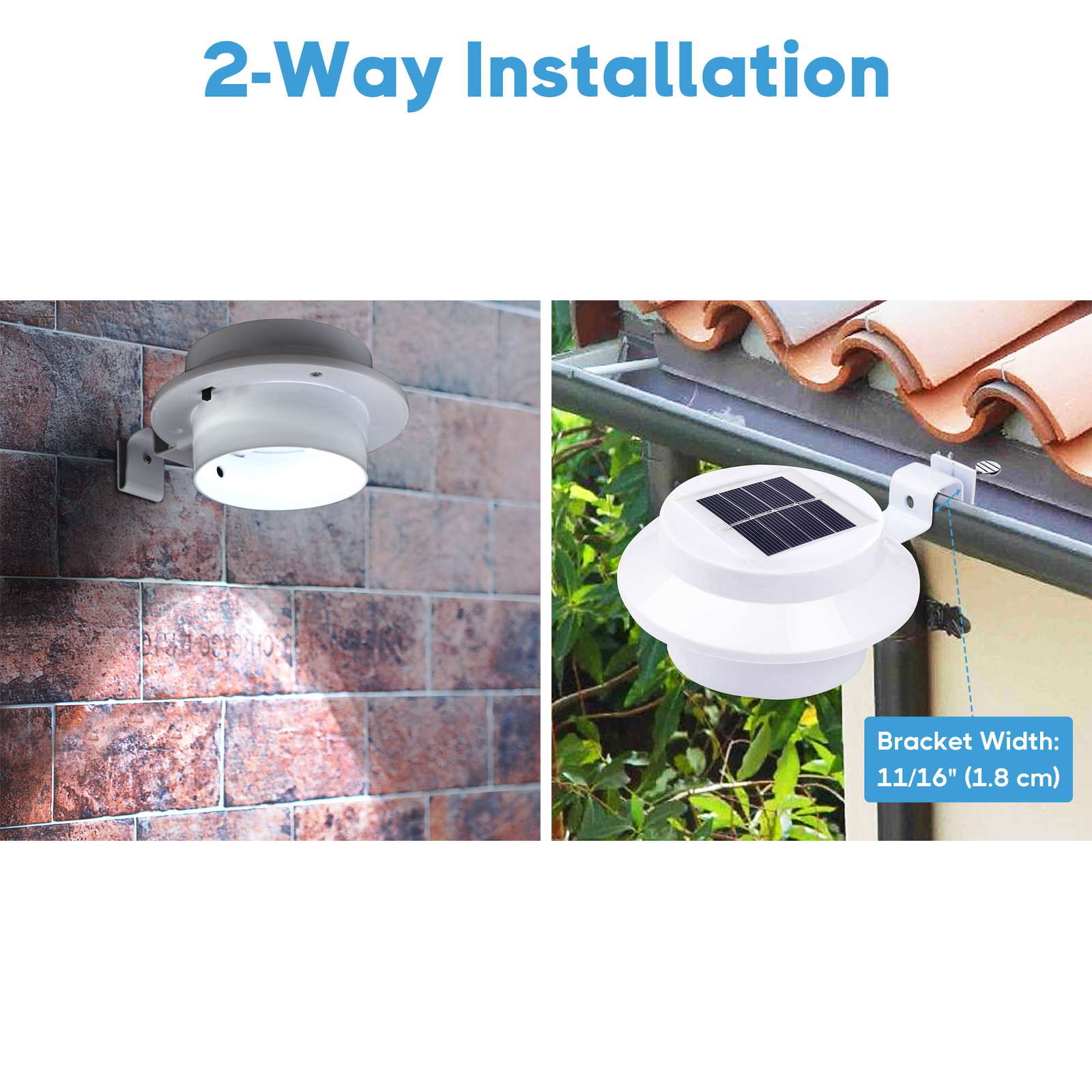 1 Outdoor LED Solar Powered Gutter Light Garden Yard Wall Fence Pathway ...