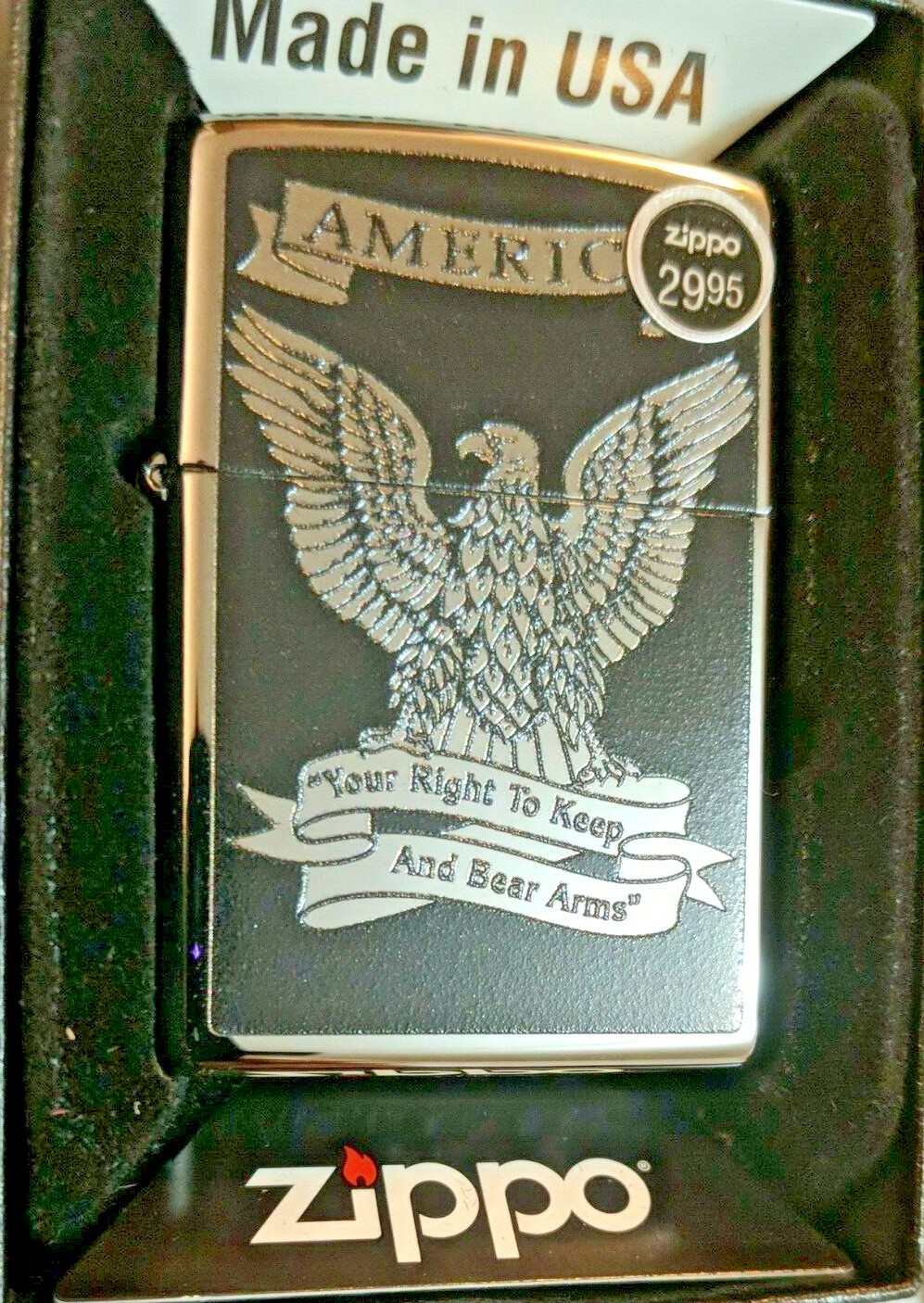 Zippo Lighter American Eagle Right to Bear Arms 28290/ #56 | eBay