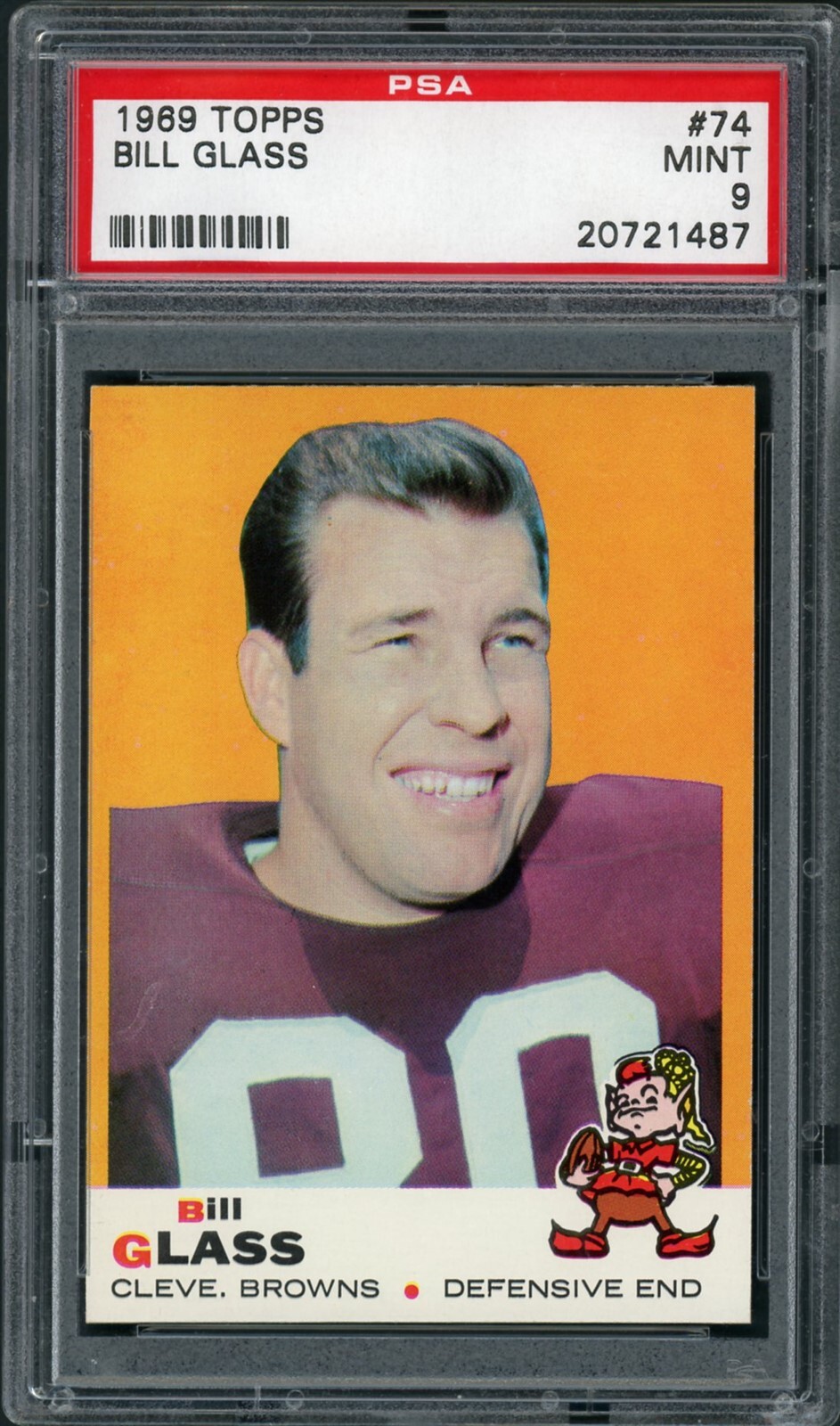 1969 Topps #74 Bill Glass - Cleveland Browns PSA 9 MINT - None higher ...