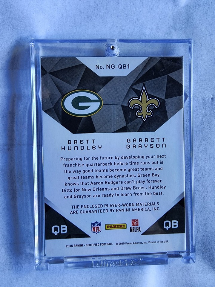 💥2015 Panini Certified Dual Patch Hundley/Grayson /799 #NG-QB1 Packers ...