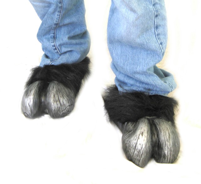 Black Hooves Devil Demon Bull Feet Adult Shoe Covers Latex Halloween ...