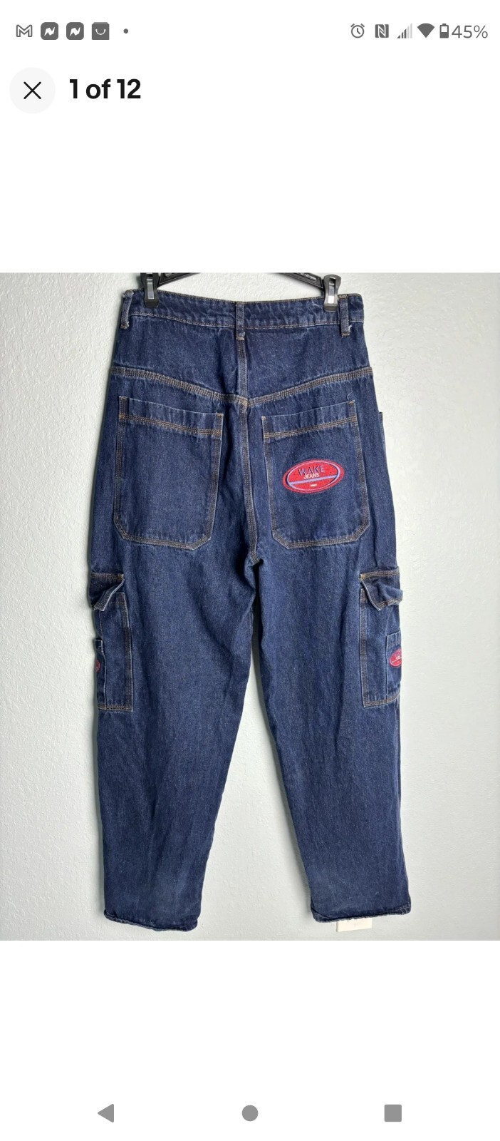 Wake Jeans Baggy Carpenter Cargo Blue Denim Size Larg… - Gem