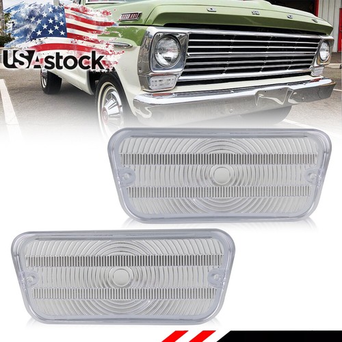2PCS Clear Front Parking Turn Signal Lenses For 1967-1971 Ford F100 F ...