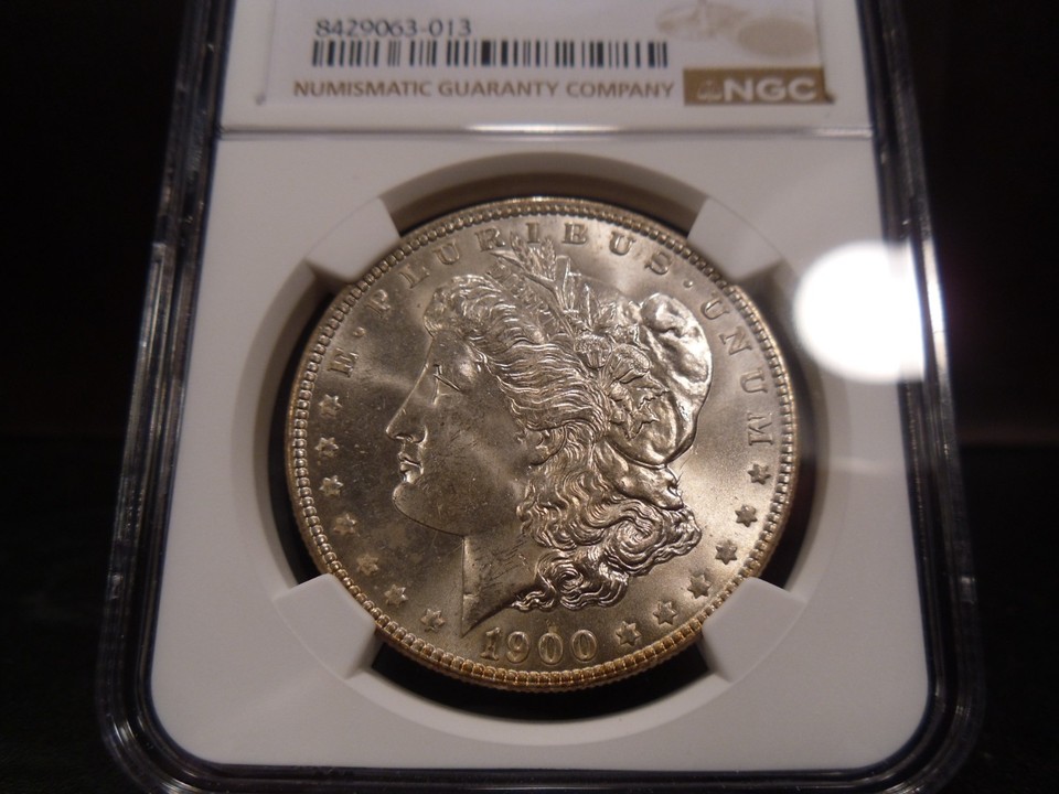 1900 MS65 Morgan Silver Dollar NGC Certified Gem - White/Faint Gold Hue ...