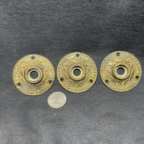 VICTORIAN ESCUTCHEONS - Set of three brass matching Victorian Eastlake ...
