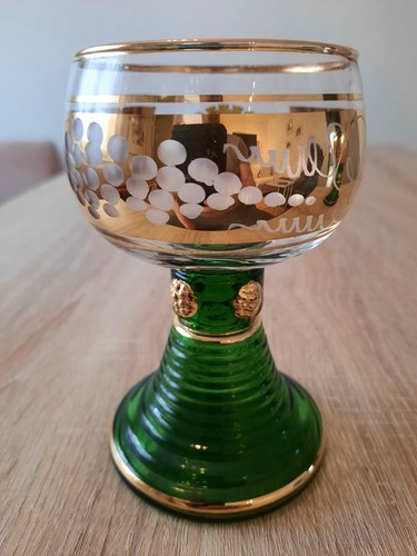 UPPER AMERGAU 1x Roman 0.2l glass spoil green trumpet foot wine glass ...