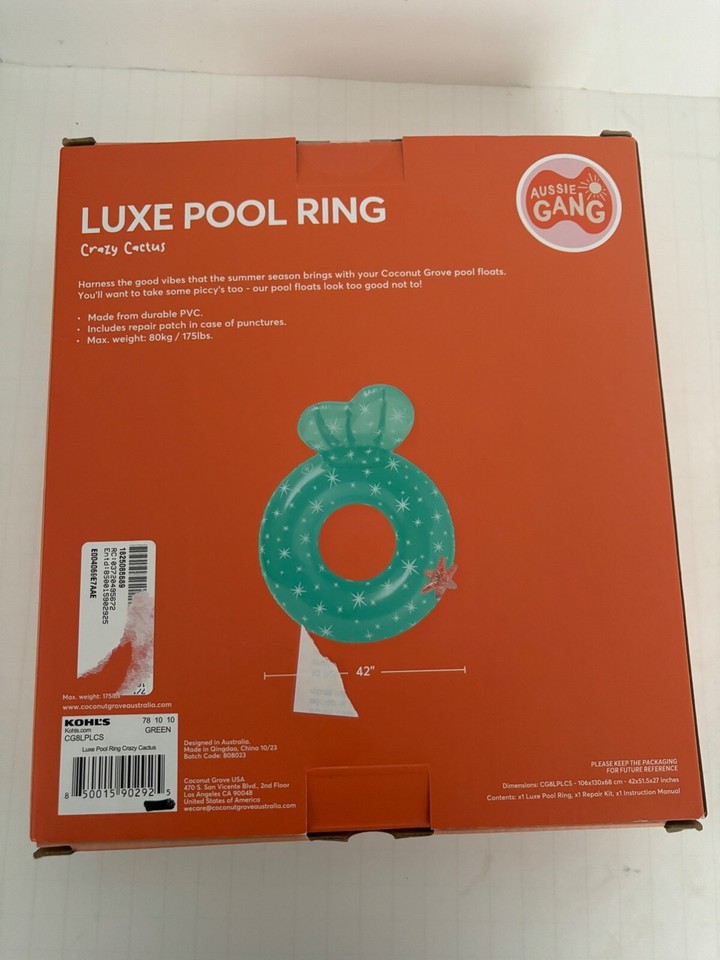 NIP Coconut Grove Luxe Pool Ring Crazy Cactus Pool Float 4 feet - ages ...