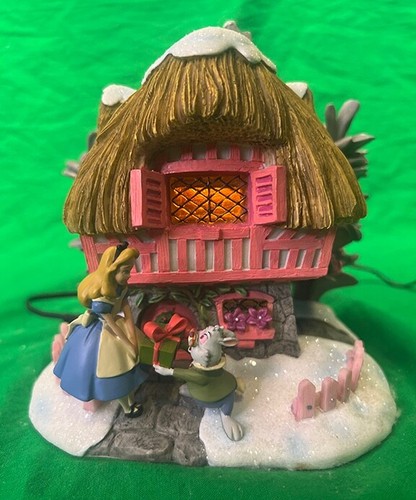 RARE Disney WHITE RABBIT COTTAGE Light-up House ALICE IN WONDERLAND 4 ...