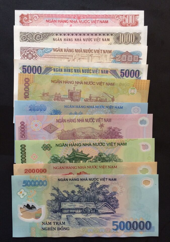 Ten Vietnamese Dong Banknotes Mixed=(UNC/CIR), 1/each Denomination ...