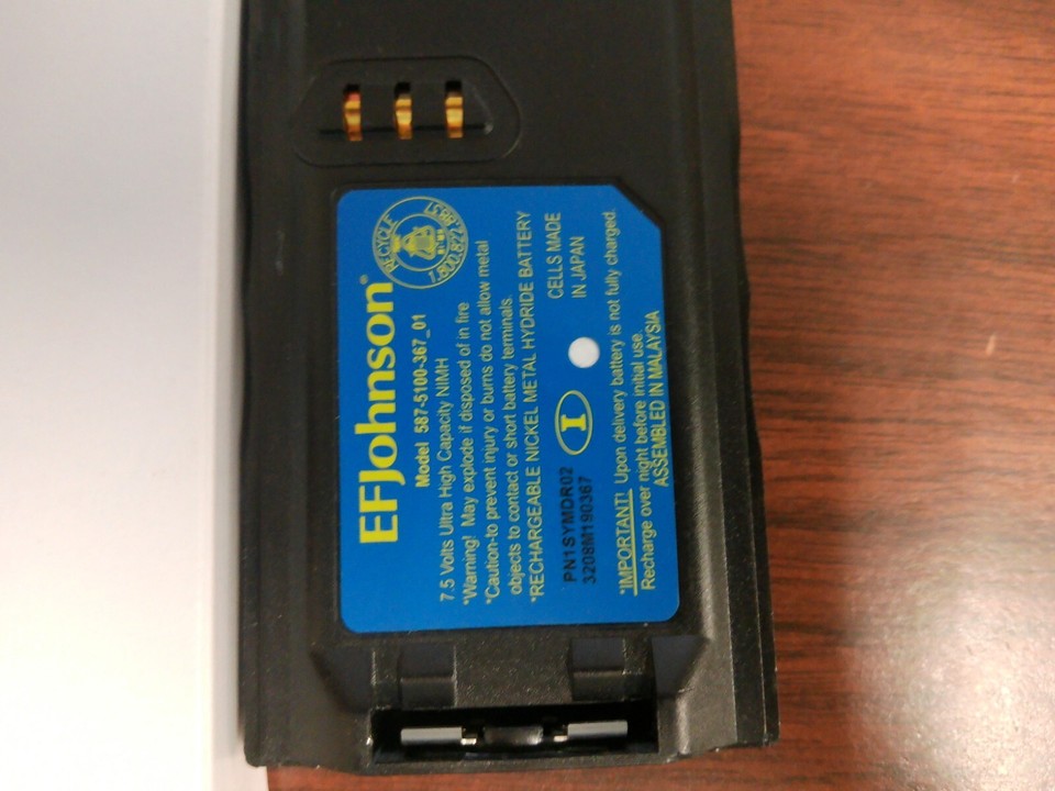 EF JOHNSON 587-5100-367 7.5V ULTRA HIGH CAPACITY-51FIRE ES for Motorola ...