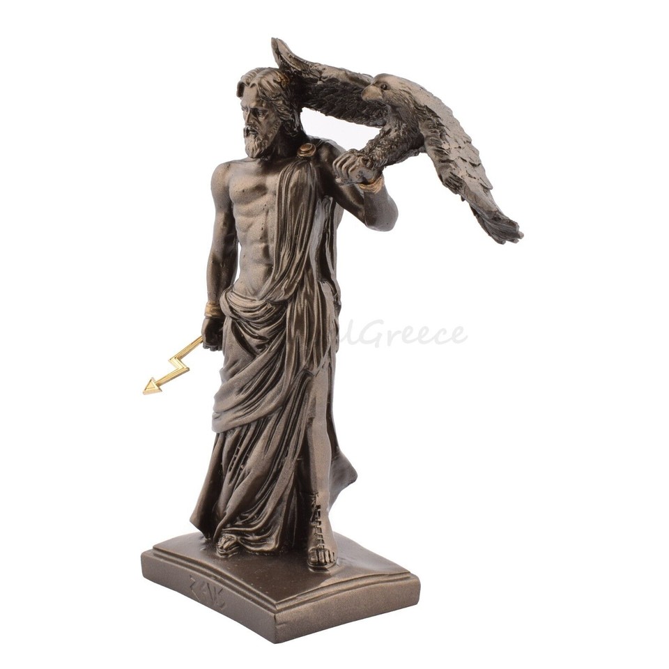 Statue dieu grec ancien Zeus albâtre 7,5" - 19 cm finition placage ...