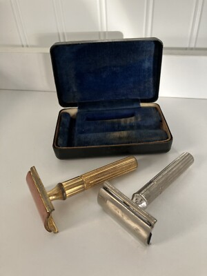 2 Gillette Fat Handle Tech Vintage Double Edge Safety Razors - Silver ...