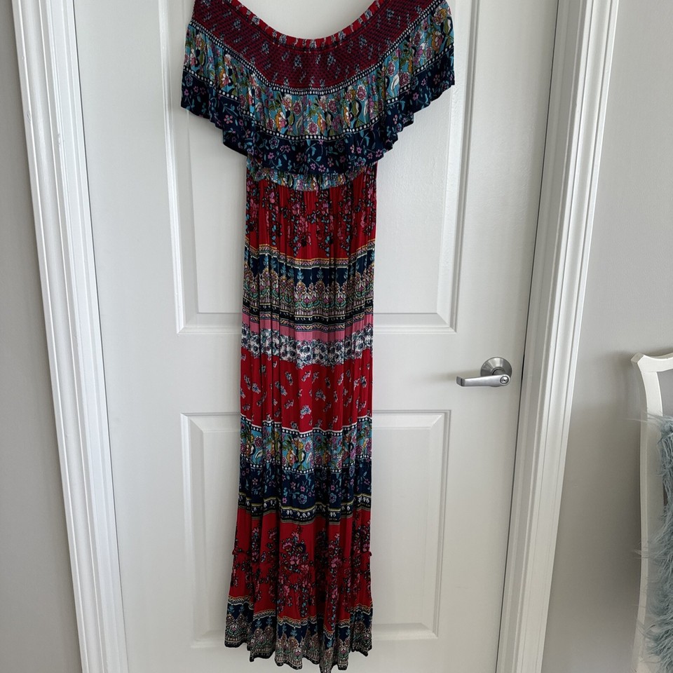 Patrons of peace multi Color print houlder max dress | eBay UK