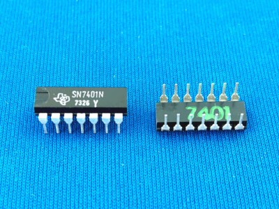 5 x Genuine SN7401N Texas Instruments Quad NAND Gate 14-PIN Silver pin ...
