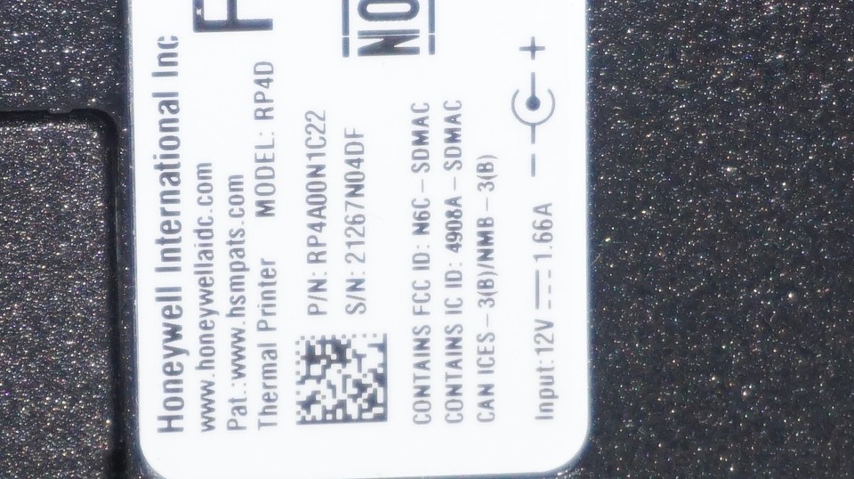 HONEYWELL RP4 MOBILE BARCODE/LABEL/RECEIPT PRINTER USB/BLUETOOTH/NFC ...