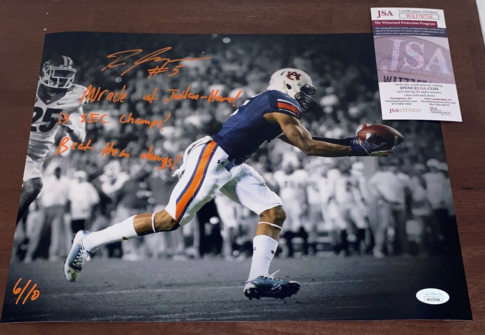 RICARDO LOUIS AUBURN MIRACLE JORDAN HARE SIGNED 11x14 PHOTO INS 6/10 ...