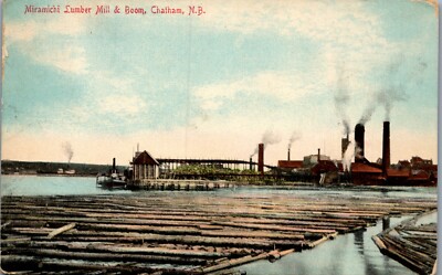 Miramichi Lumber Mill & Boom, Chatham, New Brunswick, Canada Postcard ...