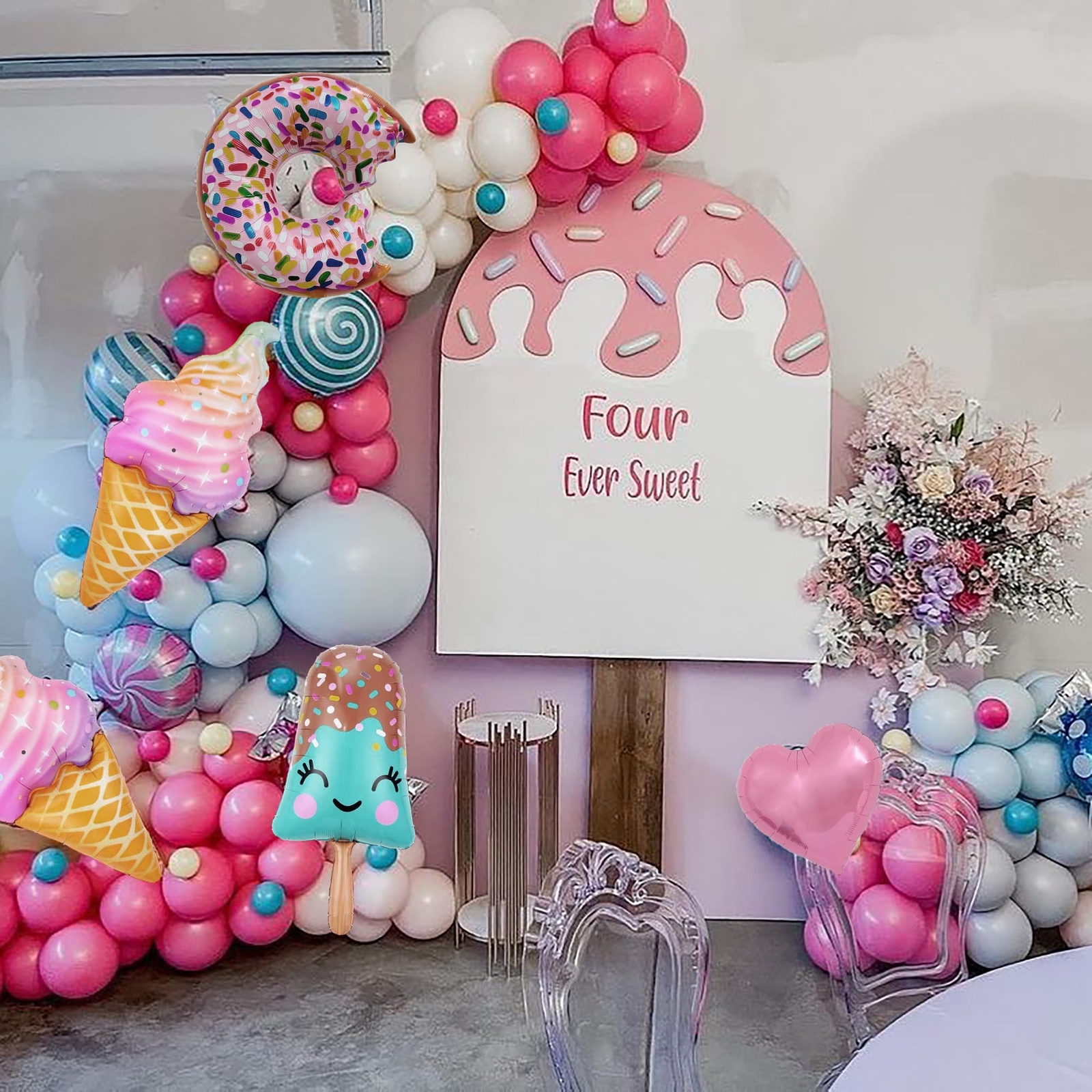 Ice Cream Party Decorations,Candyland 17Pcs Donut Rainbow Cloud ...