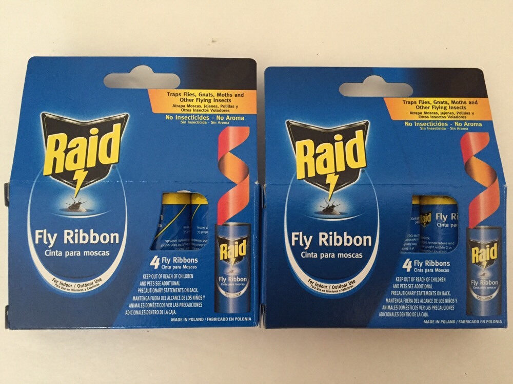 2 Pks Raid Fly RIBBON GLUE TRAPS For Indoor & Outdoor No Insecticide 8 ...