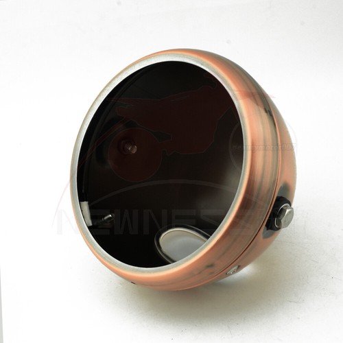 5.75" Motorcycle Headlight Copper Housing Headlamp Side Mount Bucket ...