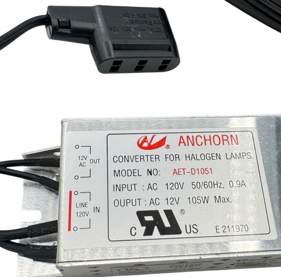 Anchorn AET-D1051 Halogen Converter 120V 12V 105W Max Lamp Transformer ...