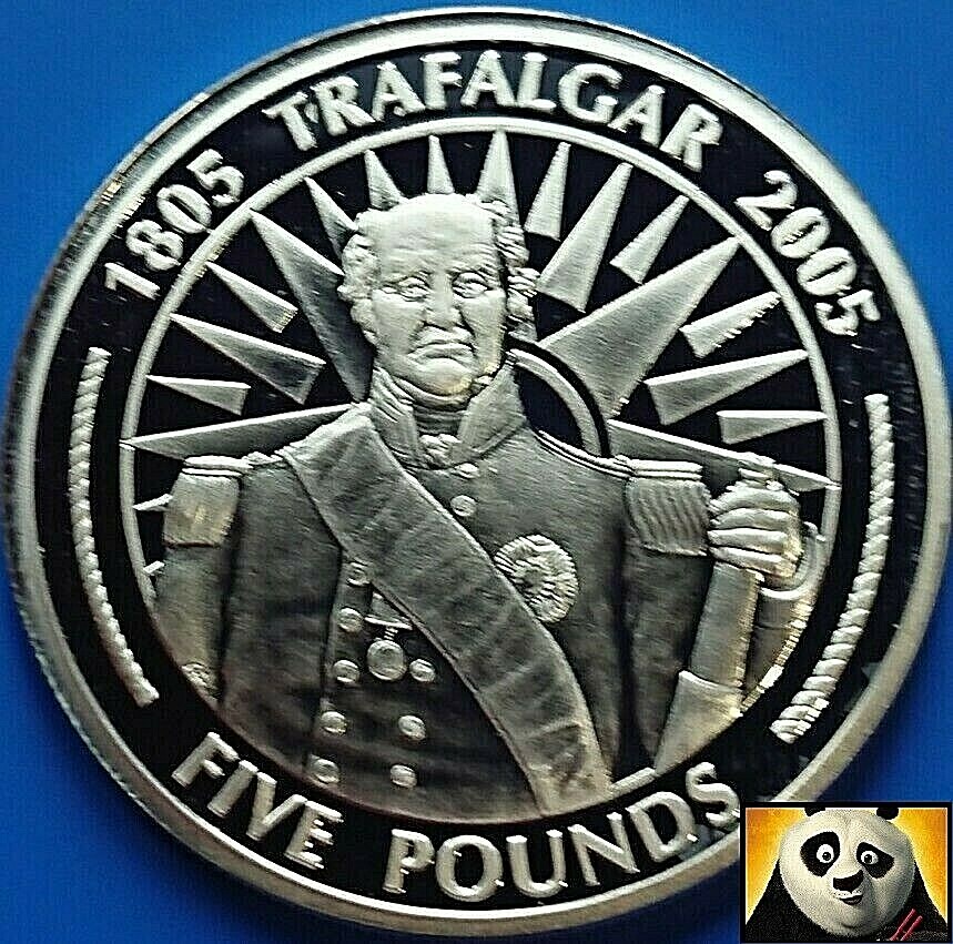 2005 GIBRALTAR £5 Pound Battle of Trafalgar Thomas Hardy Silver Proof ...