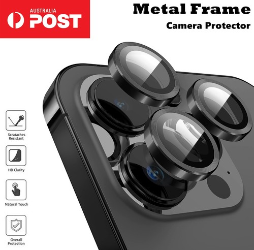 Fit iPhone 17 16 15 14 13 Pro Max Metal Ring Glass Screen Camera Lens ...