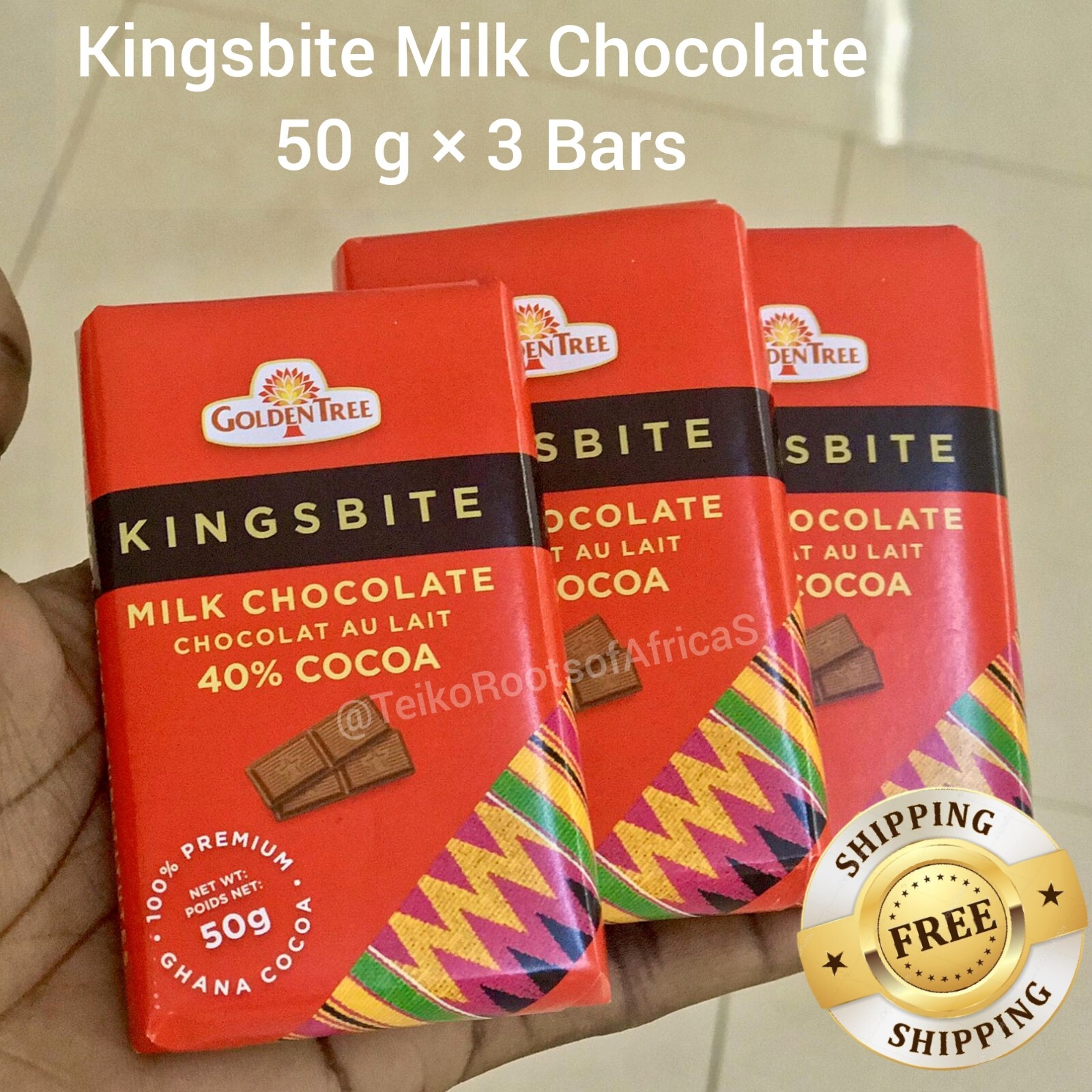 ×3 Bars Kingsbite Milk Chocolate, GoldenTree Ghana Dark Bars 40% to 90% ...