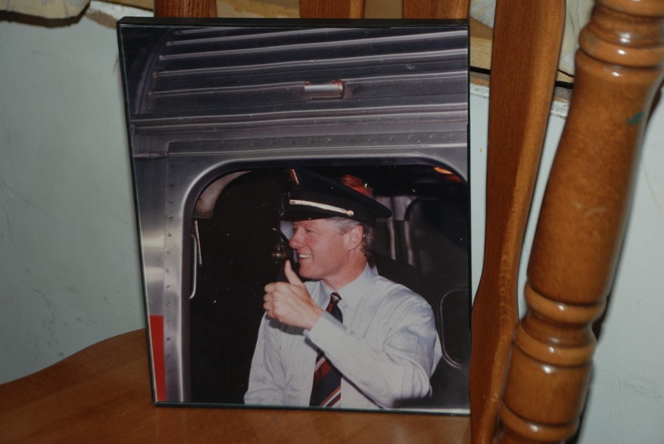 Bill Clinton Photograph on a train w/ conductor hat Photo Matte Finish ...