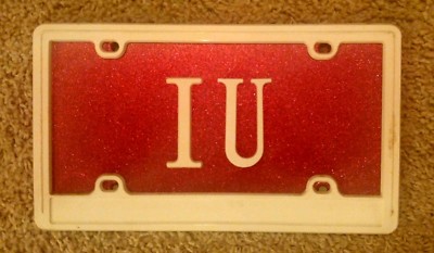 INDIANA UNIVERSITY HOOSIERS 'IU' LICENSE PLATE & WHITE LICENSE PLATE ...
