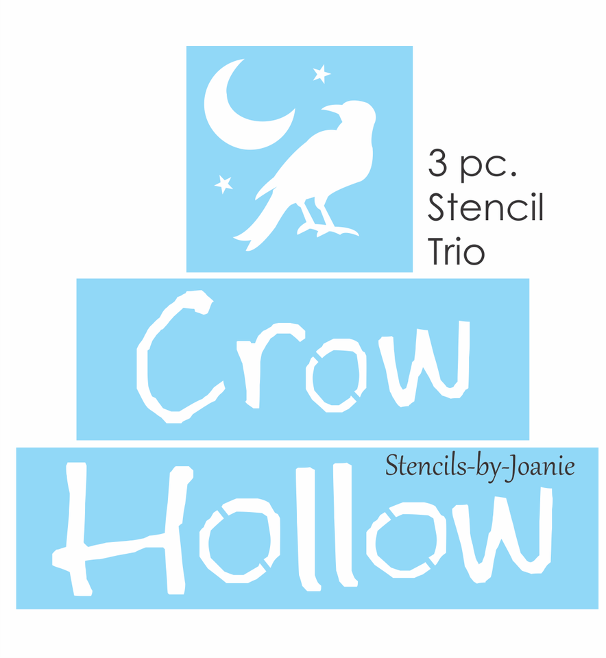 3 pc Crow Hollow STENCIL Prim Bird Moon Stars Halloween Fall DIY ...