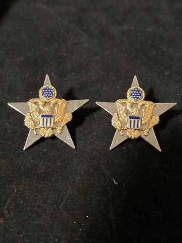 Set Of 2 Vintage US Army Officer Rank Insignia Sterling Silver Star ...