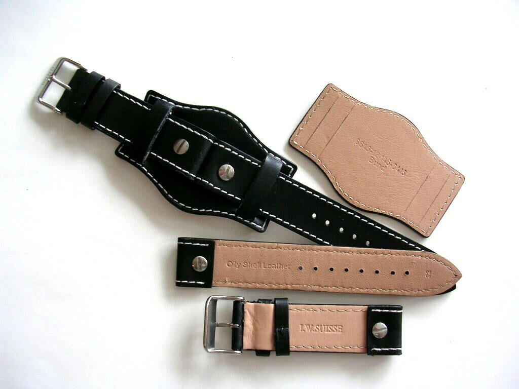 Brown Rivet BUND Oil leather German Flieger NATO watchband IW SUISSE 18 ...