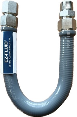 36" x 3/4" MIP x 3/4" FIP,(1"OD) PVC Coated High Flow Gas Connector ...