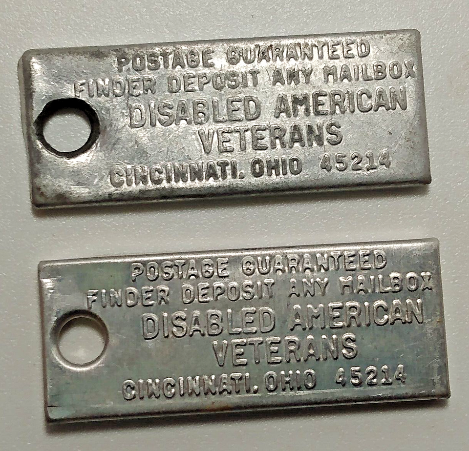 Matched Pair 1969 North Carolina DAV NC Mini License Key Return Tags ...