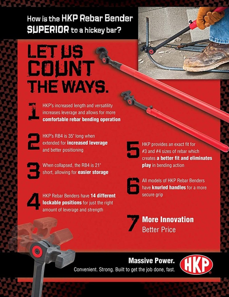 Solid Rebar Bender Hickey Bar for Bending #3 #4 3/8” 1/2” Extendable ...