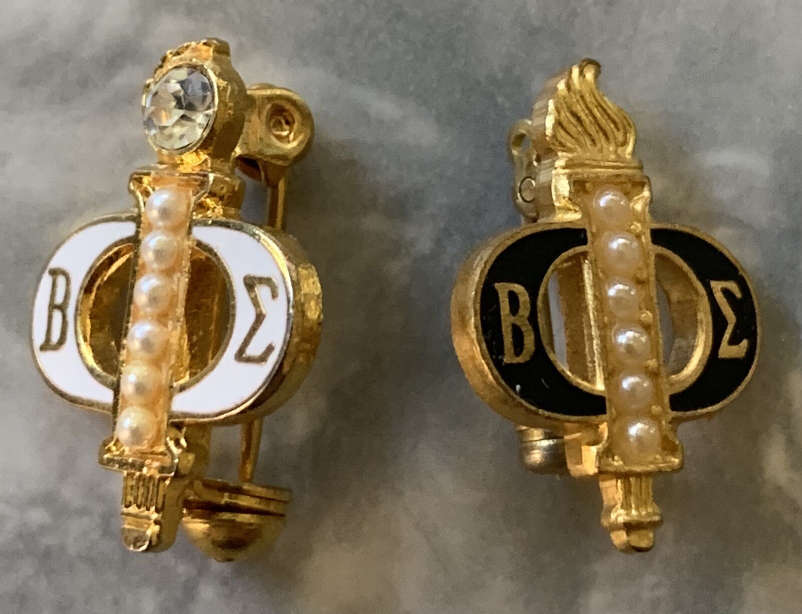 Vtg Lot Of 2 Beta Sigma Phi Gold Tone Sorority Brooch Pins w/ Seed ...
