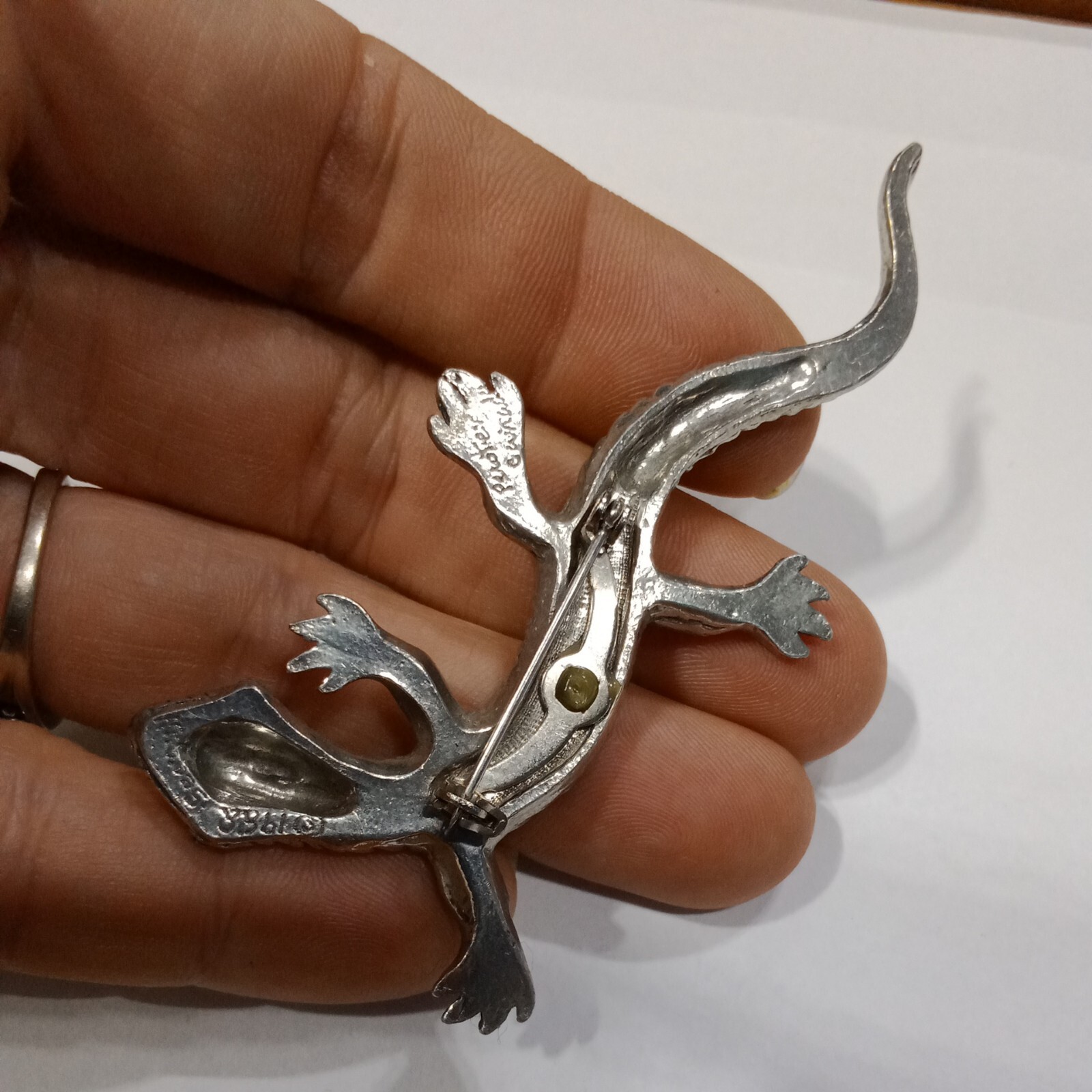 1980's Vintage Pewter Lizard Salamander Brooch Pin Si… - Gem