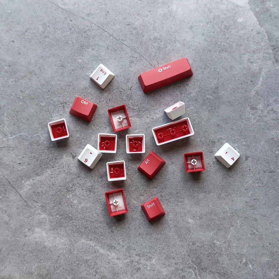 White Red Double Shot Keycaps Set OEM Profile for Cherry MX Mechanical ...