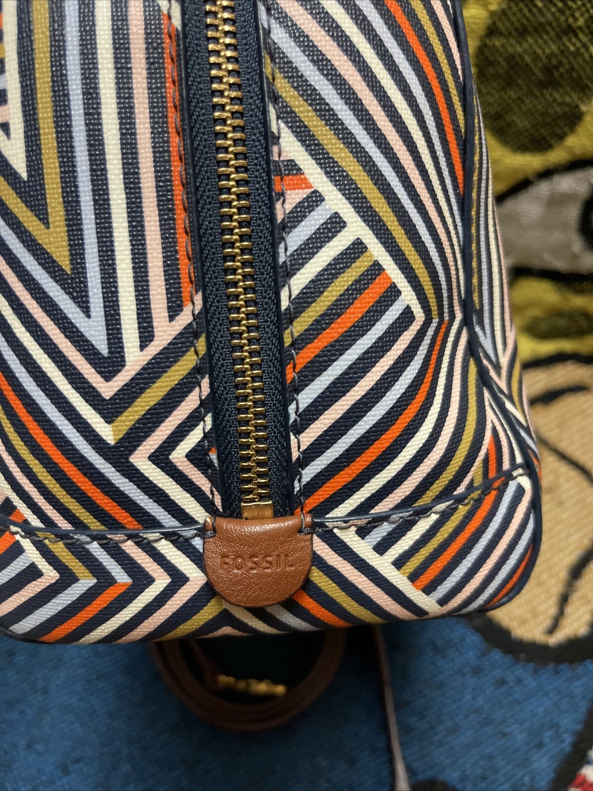 Fossil Rachel Satchel Crossbody Handbag Purse Multicolor Stripes ...