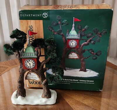 Vintage Dept 56 Christmas Village Welcome To North Pole Woods Tree ...