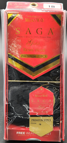 MILKY WAY SAGA GOLD REMY HAIR 27 PIECE 100% HUMAN HAIR 1B # GP0271B ...